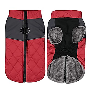 PAWSINSIDE Dog Winter Puffer Coat Cold Weather Fleece Vest Jacket Pet Quilted Warm Coats Clothes for Small Medium Large Dogs (Burgundy, XXX-Large)