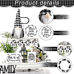 11 Pieces Farmhouse Tiered Tray Decor Rustic Home Farmhouse Items Signs Set Tiered Tray Decor Items Home Sweet Home Decor Wooden Home Decor and Gnomes Plush Window Frames Decor for Kitchen Table