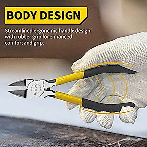 BOOSDEN Wire Cutter,6.5 inch Side Cutters,Wire Cutters for Crafting,Flush Cutter,Ultra Sharp Spring Loaded Wire Cutters for Jewelry Making,Flush Cut Pliers,Dikes Wire Cutters,Floral Wire Cutter,Snips