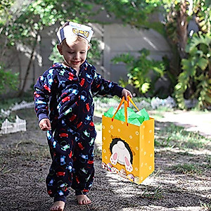 Hohomark Large Easter Gift Bag with Handles 5.8inchx10.5inchx13inch Easter Eggs Bunny Bags For Kids Presents Egg Hunts with Tissue Paper Spring Gift Bags for Easter Party Favor,Multi