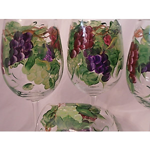 Hand painted multi grape goblets. Set of 4.