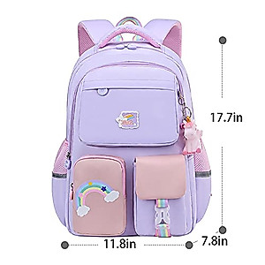 Cute Travel Backpacks Bookbag for Women & Men Boys Girls School College Students Backpack Durable Water Resistant Purple Large