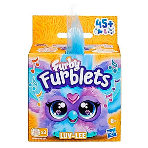 Furby Furblets Luv-Lee Mini Friend, K-Pop Music, Speaks Only Furbish, Electronic Plush Toys for Girls & Boys, Interactive Pets, Purple & Blue, Easter Basket Stuffers, 6+