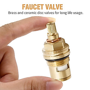 Saihisday Ceramic Stem G1/2" Ceramic Disc Cartridge Hot and Cold Stem for Standard Faucets Bathroom Kitchen, Lead Free