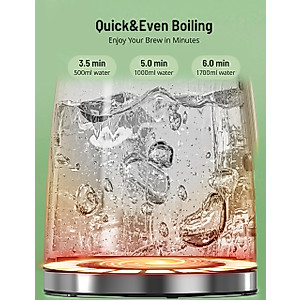 Electric Kettle, Paris Rhone 1.7L Electric Kettles for Boiling Water, Stainless Steel Hot Water Boiler Heater, BPA-Free, Auto Shutoff, Boil-Dry Protection, LED Indicator, Coffee and Tea, Silver