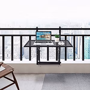 Tangkula Outdoor Folding Hanging Table, 5 Height Adjustable & Foldable Space Saving Railing Serving Table, Width from 1.5 inch to 4 inches, Suitable for Patio, Balcony and Deck