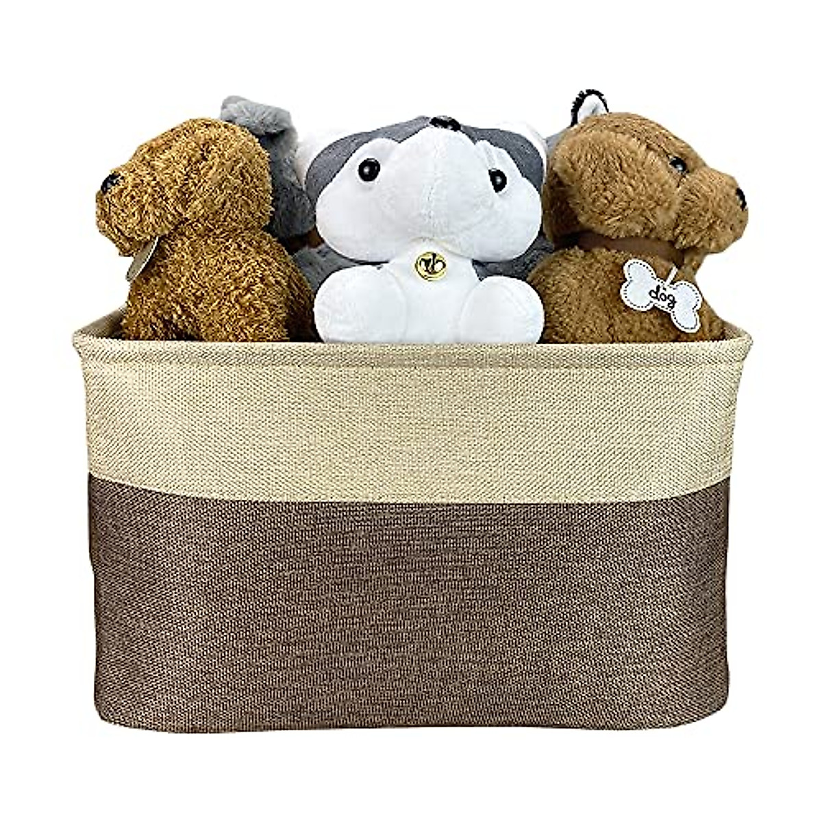 MALIHONG Custom Foldable Storage Basket with Cute Dog Australian Shepherd Collapsible Sturdy Fabric Bone Pet Toys Storage Bin Cube with Handles for Organizing Shelf Home Closet, Brown and White