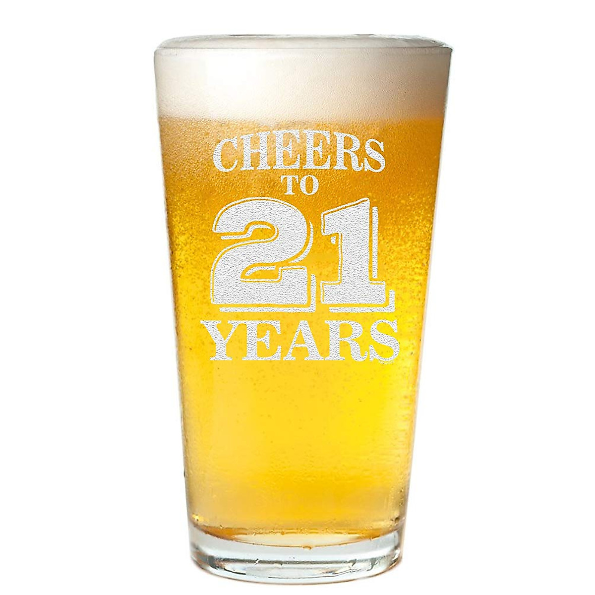 Veracco Cheers To 21 Years Twenty First Pint Beer Glass 21st Birthday Gift For Him Her (Clear, Glass)