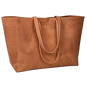 ANTONIO VALERIA Avery Cognac Leather Tote/Top Handle Shoulder Bag for Women