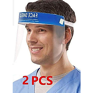 Homasen Safety Face Shield 2 Pack, All-Round Protection Cap with Clear Wide Visor Spitting Anti-Fog Lens, Lightweight Transparent Shield with Adjustable Elastic Band colors may vary (SPGMASK-2)