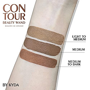 KYDA Contour Beauty Wand, Liquid Face Concealer Contouring with Cushion Applicator, High Coverage Natural Matte Finish, Lightweight Blendable Super Silky Cream Contour Stick, by Ownest Beauty-Medium