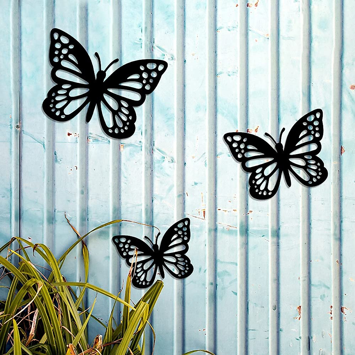 Butterfly Wall Art Decor, 3 Acrylic Wall Art Sculptures Insect Wall Decoration Sticker Laser Cut Hanging Home Decoration Sign for Indoor Outdoor Home Garden Living Room Bedroom (Butterfly - Black)