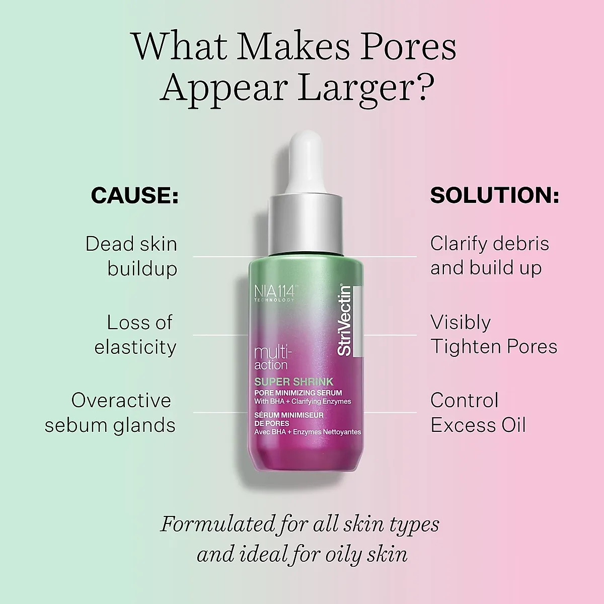 StriVectin Multi-Action Super Shrink Pore Minimizing Serum for minimizing clogged pores and blackheads for tightening and brightening skin texture
