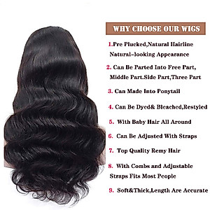 IUPin Body Wave Lace Front Wigs Human Hair Pre Plucked Bleached Knots with Baby Hair Glueless 4×4 Brazilian Virgin Lace Closure Human Hair Wigs for Black Women Natural Color 150 Density