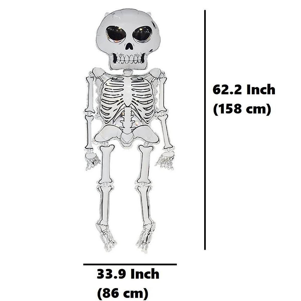 62.2&quot; Skeleton Halloween Helium Balloons - Jumbo Skull Foil Balloon for Spooky Halloween Decoration Party Supplier 2pcs