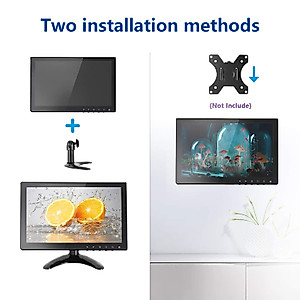 WHOLEV 10.1" LCD Rimless Monitor 1280x800 FHD Color Screen with AV VGA HDMI BNC USB Input Built-in Speaker 178° Wide Angle for Raspberry Pi Computer Display TV