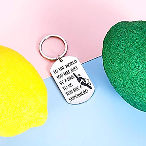 Dad Keychain Fathers Day Gifs for Dad from Daughter Son Wife Birthday Christmas Git for Step Dad New Dad Daddy Valentines Day Family Gif for Men Him Daddy Thanksgiving Superhero Present to Papa