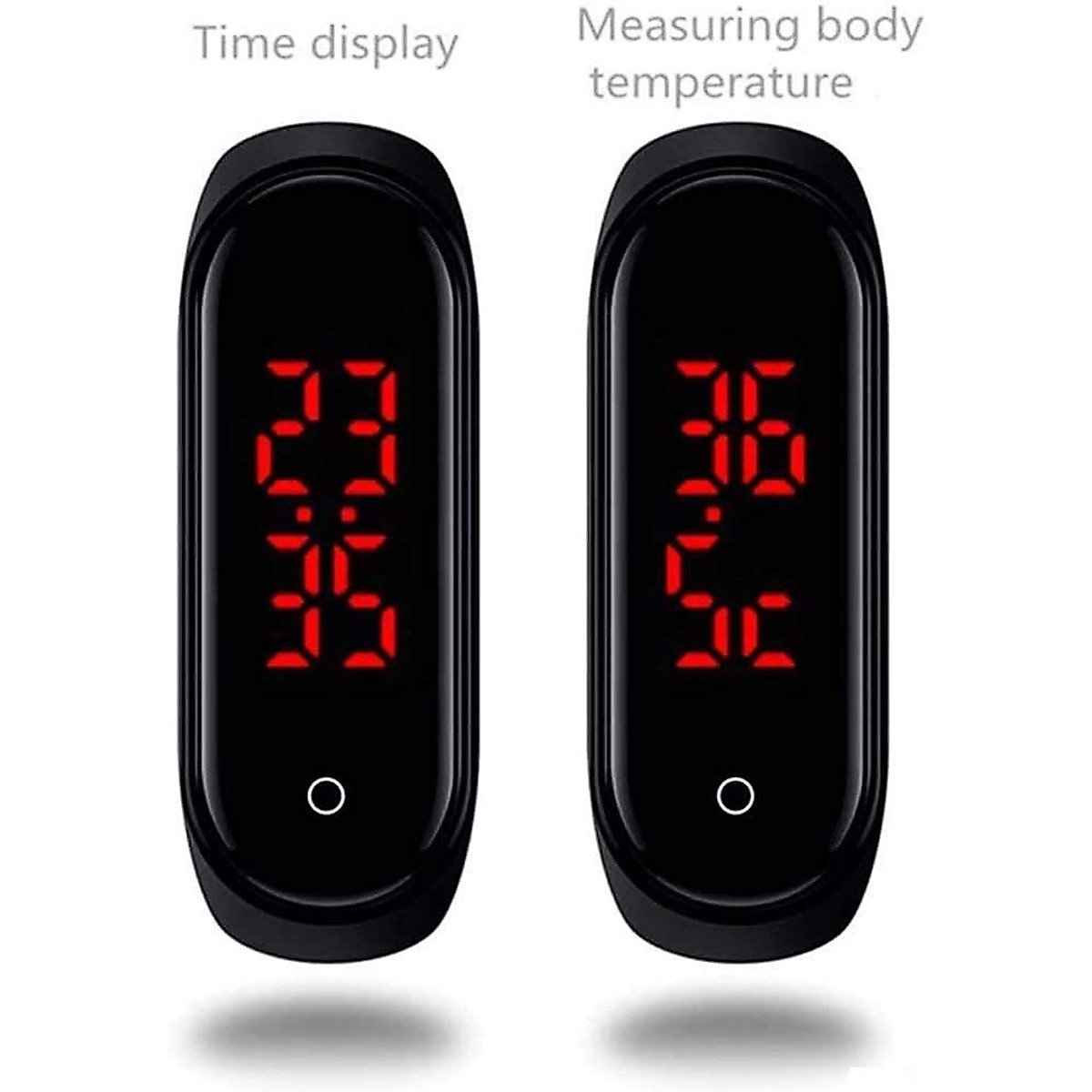 TRACER Bracelet Smart Wristband Watch Body Temperature Measuring Real-time Display Smartwatches,Waterproof - Black