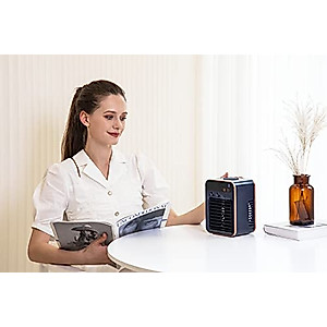 hYwecy 2023 Portable Air Conditioner-Rechargeable Office Air Conditioner in Three Speeds&Spray Speed,Portable Evaporative Cooling Fan with Spray for Home Bedroom Office(dark blue)