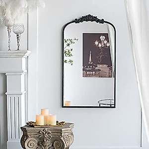 A&B Home Arched Vertical Mirror-Wall Mirror with Metal Black Frame,24"x42" Large Arch Mirror for Bathroom Bedroom Living Room