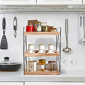 Bathroom Counter Organizer 2 Tier Bathroom Organizer Countertop, Bathroom Vanity Organizer Wood Vanity Organizers and Storage,Bathrrom Tray for Counter Cosmetic Holder Shelf Sink Kitchen Spice Rack