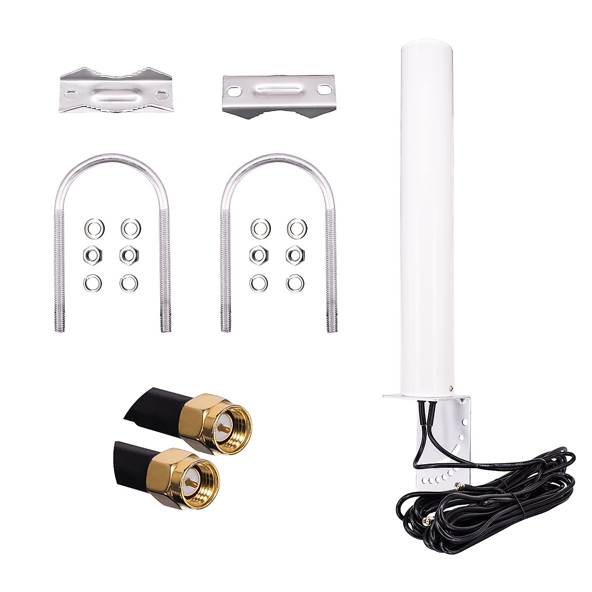 URCIANOW High Gain 14dBi 4G LTE Antenna 698~960/1710~2690MHz 4G LTE Omnidirectional Outdoor Long Range WiFi Antenna with 16.4ft Doul SMA Male Connectors Cable for Hotspot Cellular Modem 4G LTE Router