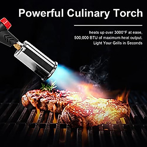 Cooking Torch Kitchen Torch Sous Vide Torch Propane Culinary Torch, Powerful Grill Torch Outdoor Charcoal Starter Blow Torch Lighter for Chef BBQ Searing Steak& Creme Brulee