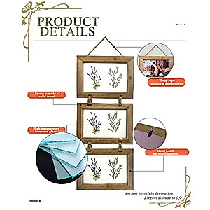 SHOXREM Rope picture frames collage wall decor，Hanging 4x6 Wood photo frame collage with 3 Opening，Rustic Farmhouse art 4”x 6”