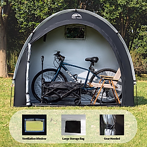Happy Travel Bike Storage Shed Tent,Outdoor Portable Bicycle Storage Sheds with 210D Oxford Fabric PU4000 Waterproof for 2/3/4/6/8 Bikes,Bike Covers Shelter for Motorcycle,Garden Tools,Toys,Lawn Mower