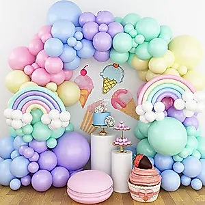 165 Pcs Pastel Balloon Garland Kit, Rainbow Pastel Color Balloon Arch, Colorful Candy Macaron Balloons Differents Size 18/12/10/5 Inch for Baby Shower Wedding Girl Princess Birthday Party Decoration