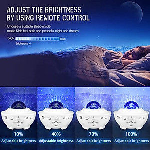 NAZHUA Star Projector,Galaxy Projector,Starry Night Lamp,Ocean Wave Projector Night Light w/ Music Player Bluetooth Speaker and Timer Remote Control Starlight for Birthday Christmas Gift, White
