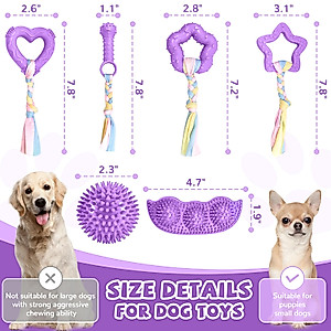 ABRRLO 6 Pack Puppy Teething Toys Cute Small Dog Toys Durable Puppy Chew Toys for Teething Essentials Purple Soft Rubber Small Breed Dog Squeaky Toys Balls for Puppies Interactive Doggy Chews Toys Set