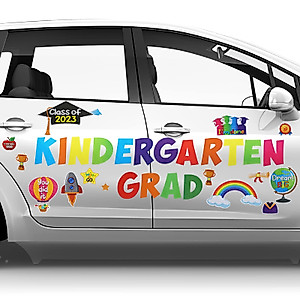 37 Pcs Kindergarten Graduation Car Magnets Magnetic Kindergarten Graduation Decorations 2023 Graduation Car Magnets Set Kindergarten Car Decorations for Graduation Party Parade Decoration Supplies
