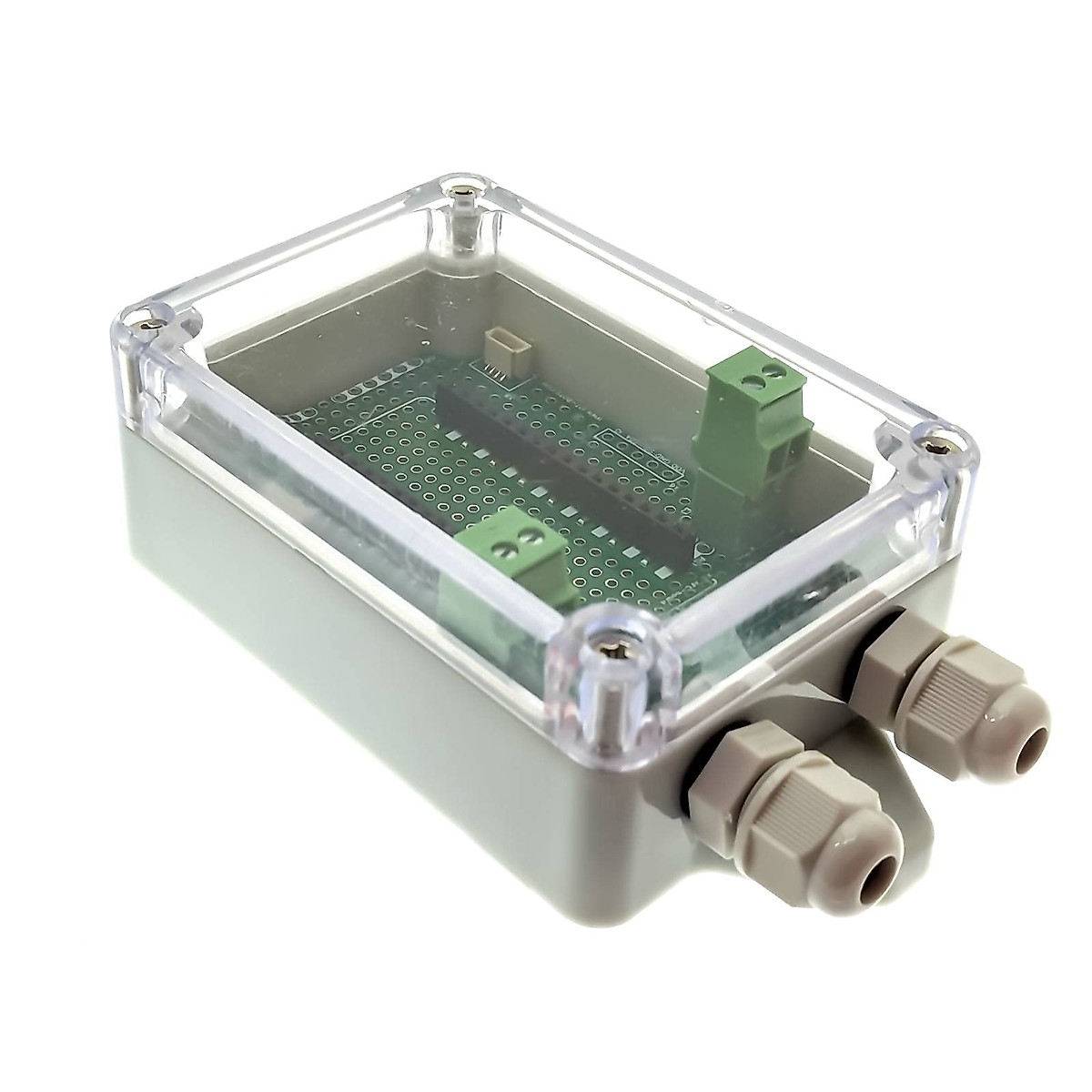 qBoxMini AFC DIY IOT Enclosure Kit (No SMA), IOT Enclosure for Feather ESP32 Cellular LoRa WiFi Arduino Board, Waterproof IP65 Enclosure with Glands, prototyping PCB and connectors Set