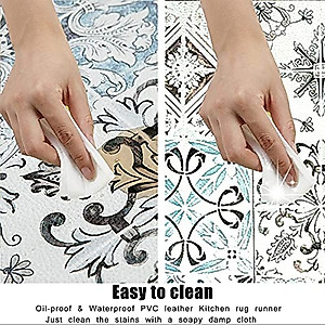 Kitchen Mat Set, Anti Fatigue Set of 2 Waterproof Cushioned Soft Kitchen Rugs Non-Slip Back Comfort Floor Mats Washable Oil Proof Doormat Bathroom Runner Area Rug Carpet