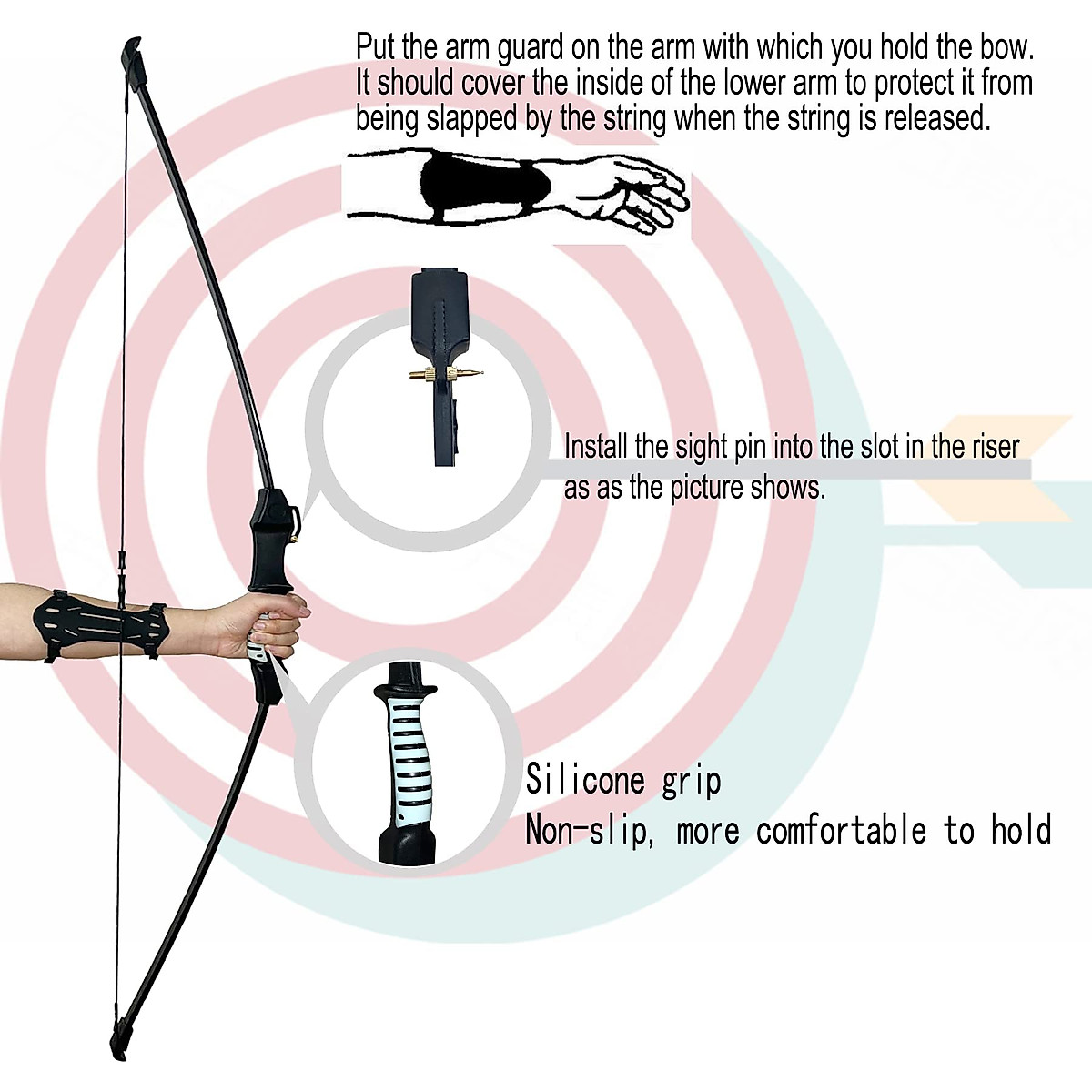 Mxessua 45" Bow and Arrows Set for Teens Recurve Archery Beginner Gift Longbow Kit 9 Arrows, 4 Target Face for Backyard Game