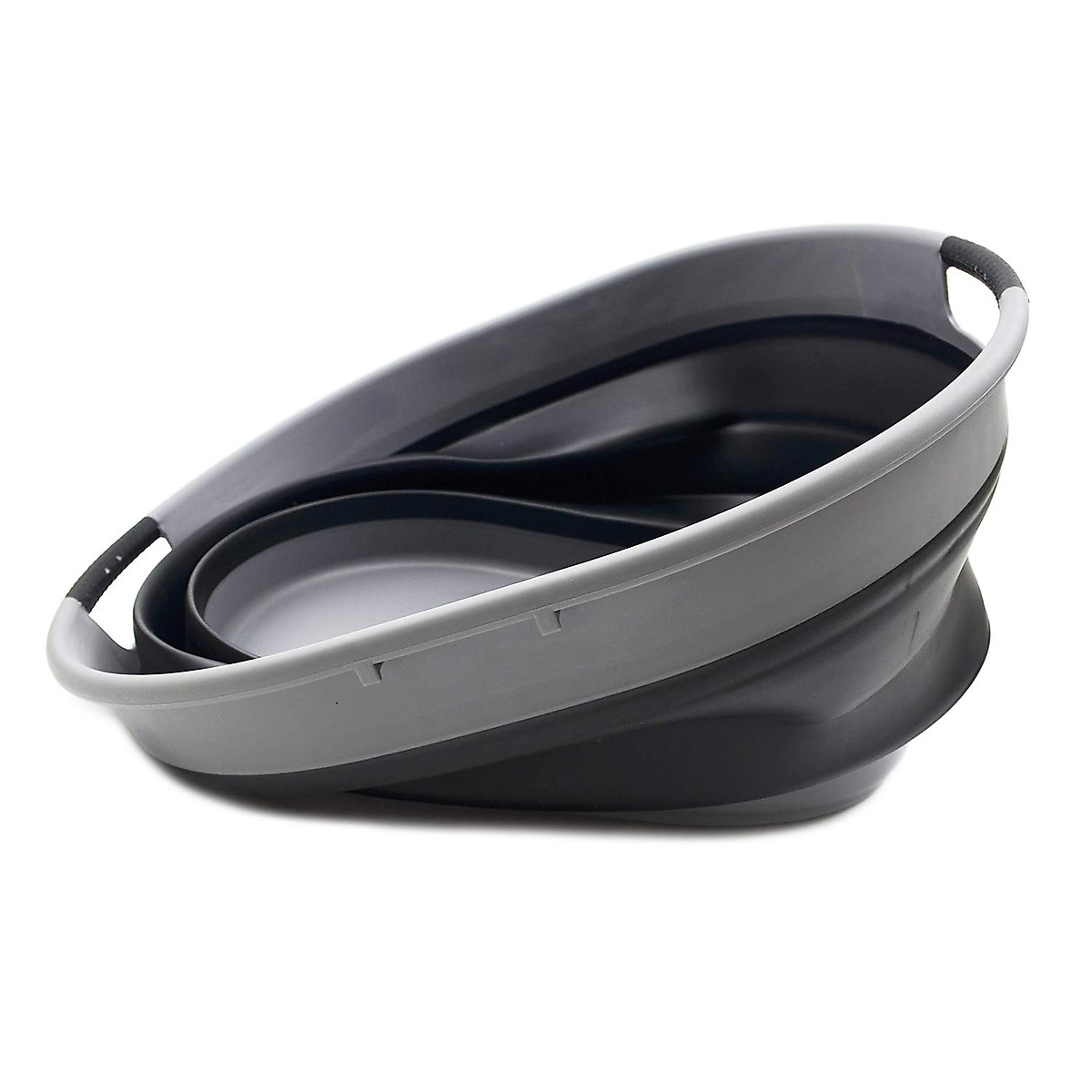 SAMMART 25L(6.6 gallon) Collapsible Oval Laundry Basket-Foldable Storage Container/Organizer-Portable Washing Tub-Space Saving Hamper-Pet Bath Tub,Water capacity 20L(5.28 gallon) (Grey/Black)