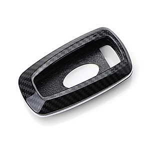 iJDMTOY Exact Fit Black Glossy Carbon Fiber Finish Key Fob Shell Compatible With Ford 2018-up Mustang F150 F250 Explorer Expedition Keyless Smart Key