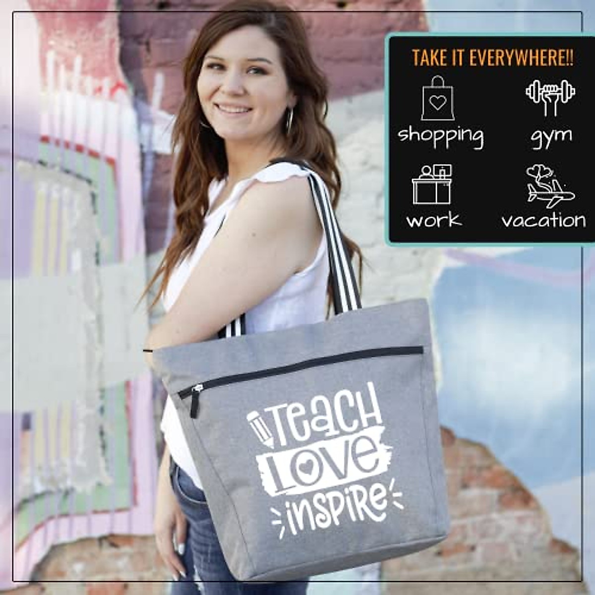 Brooke & Jess Designs Teacher Tote Bag for Work - Teacher Handbag Gifts for Women, Teacher Bag Best Teacher Appreciation Gift