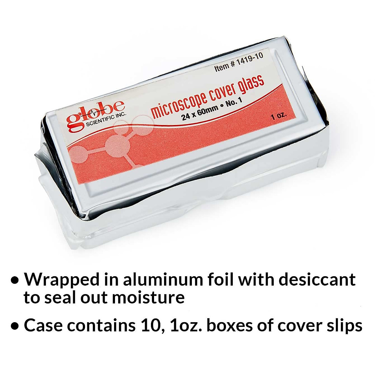 Globe Scientific 1419-10 Cover Glass, 24 x 60mm, No. 1 Thickness (Case of 10)