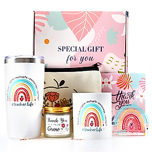 Cefanty Teacher Appreciation Gifts,Teacher Gifts for Women 20 OZ Teacher Tumbler Thank You Basket Box for Christmas Birthday Teachers Day