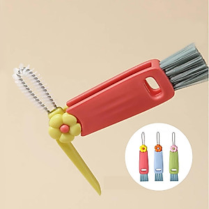 3 in 1 Cup Lid Cleaning Brush, 2024 New Crevice Cleaning Brush for Bottle Gap Tight Spaces Cup, Rotatable Kitchen Cleaning Brush Gadgets Cup Lid Cleaner Cup Mouth Scrubber (A)