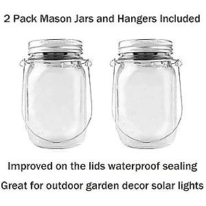 Solar Mason Jar Lantern Lights,2 Pack 30 Led String Fairy Firefly Jar Hanging Lights(Mason Jar/Hanger Included),Mason Jar Lights Kit for Patio Garden Lanterns Wedding Table Decor