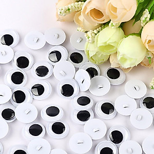 GSHLLO 200 Pcs Black Round Plastic Eyes Sew On Wiggle Eyes Back Sewing Eyes Animal Craft Eyes Button Stuffed Animal Making Supplies for Puppet 8 mm