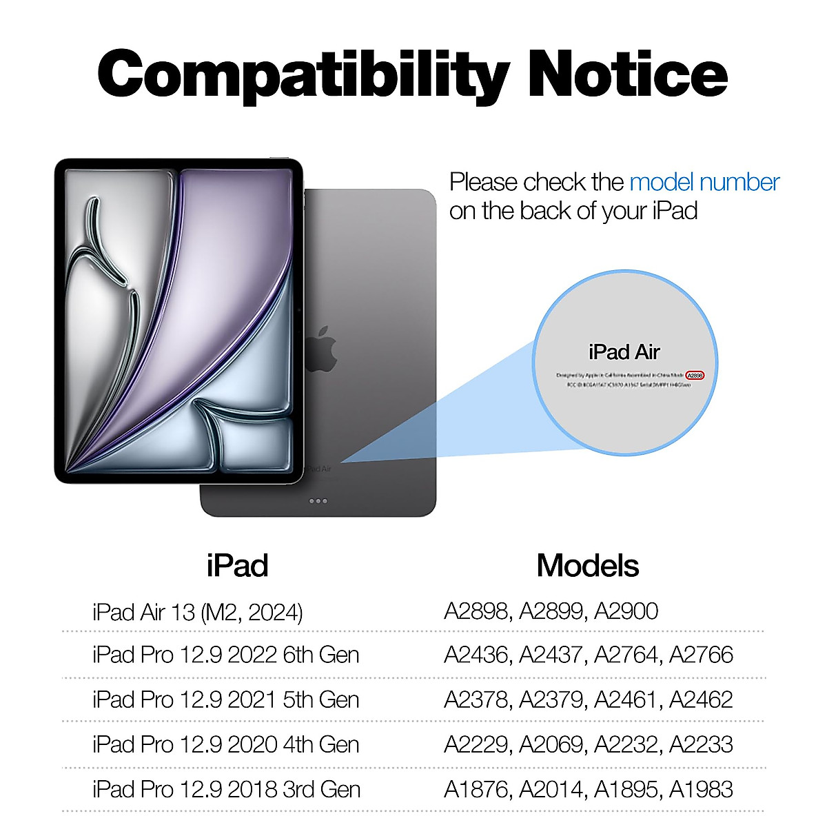 Magnetic Keyboard Case for iPad Pro 12.9-inch (6th, 5th, 4th, 3rd Generation - 2022, 2021, 2020, 2018) with Trackpad Magic Type Keyboard 7-Color Backlit Slim Wireless Keyboard, Pearl White