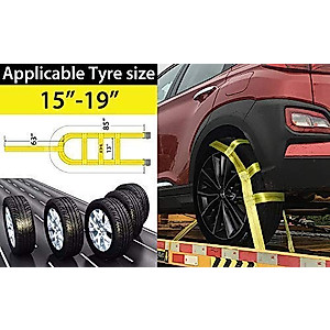 JCHL Tow Dolly Basket Straps with Flat Hooks (2 Pack) Yellow Car Wheel Straps Universal Vehicle Tow Dolly Straps System Fits 15"-19" Tires Wheels 10000 lbs Working Capacity