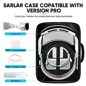 SARLAR Fashion Travel Protective Case for Oculus Meta Quest 3S/Quest 3/Quest 2/Vision Pro VR Gaming Headset and Touch Controllers Accessories Carrying Bag,Include Lens Protection Cover