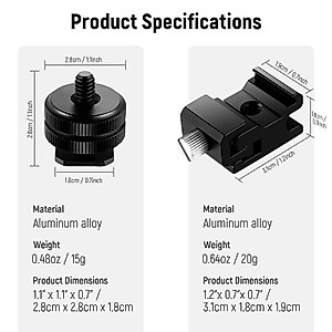 NEEWER 8-Piece 1/4” Cold Shoe Mount and Hot Shoe Flash Stand Adapter Set for DSLR Camera Rig, Camera Hot Shoe Mount Adapter, Flash Speedlight Shoe Mounts for Tripod
