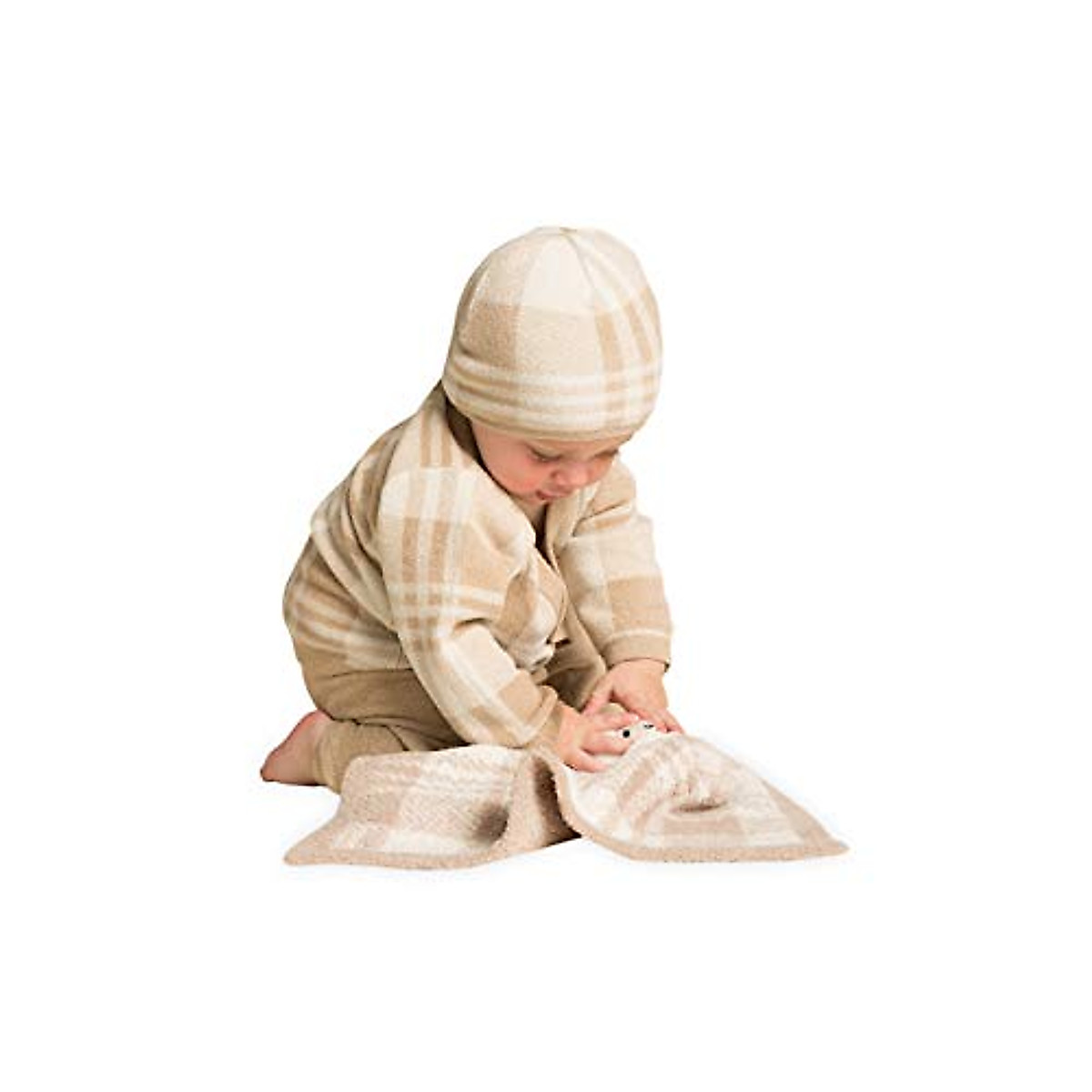 Barefoot Dreams CozyChic Ultra Lite Plaid Baby Bundle, 4 Pcs, Cream, 6-12m