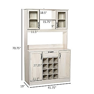 HOMCOM Kitchen Buffet with Hutch Cupboard with Utility Drawer, 4 Door Cabinets, and Optional 12-Bottle Wine Storage, White